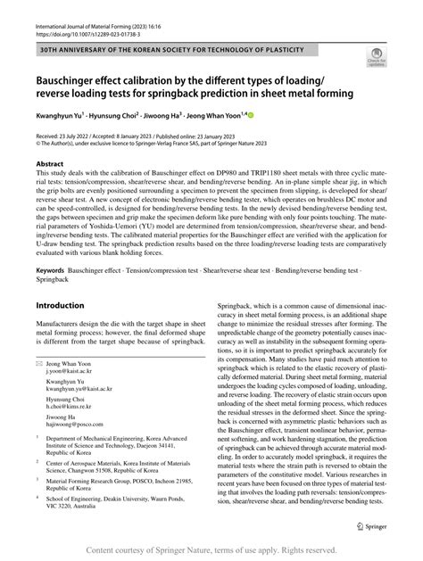 Bauschinger Effect Calibration By The Different Types Of Loading