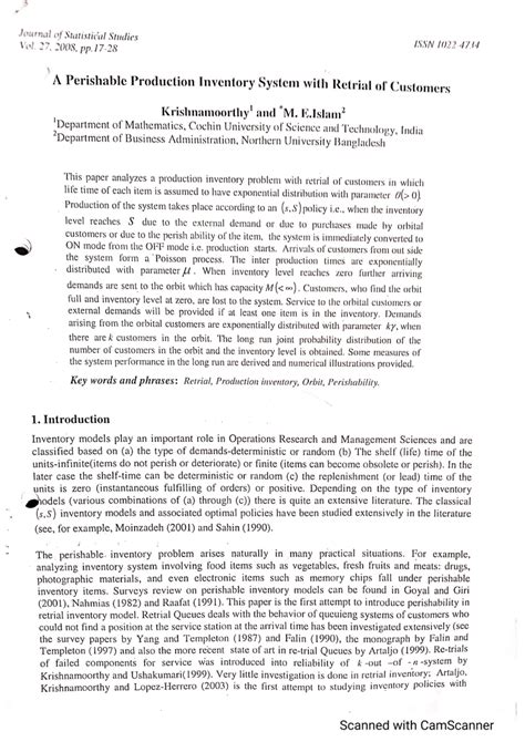 Pdf A Perishable Production Inventory System With Retrial Of Customers