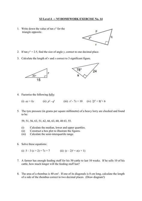 s3 level 4 → n5 homework exercise no 14 write down the