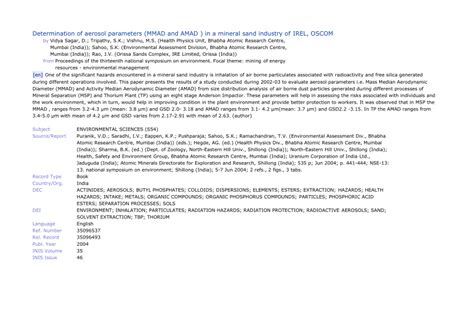 Pdf Determination Of Aerosol Parameters Mmad And Amad In A Mineral Sand Industry Of Irel Oscom