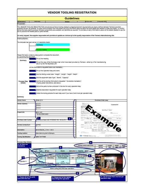 Vendor Tooling Registration Form V0 Pdf Business
