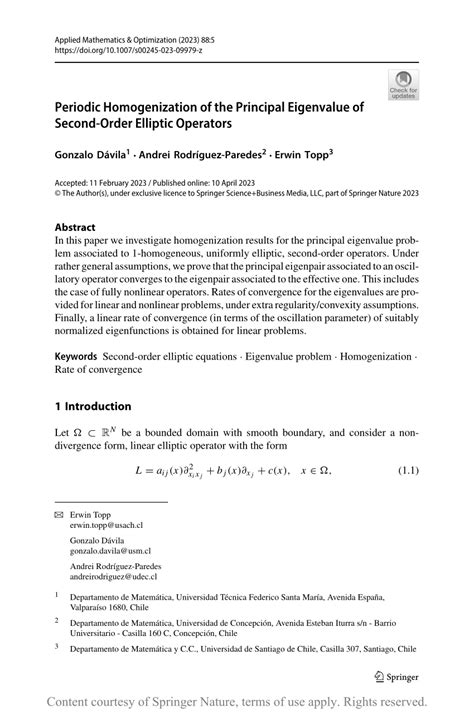 Periodic Homogenization Of The Principal Eigenvalue Of Second Order