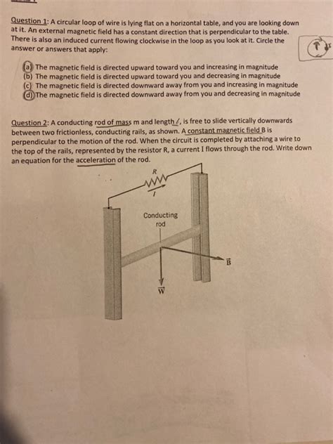 solved question 1 a circular loop of wire is lying flat on