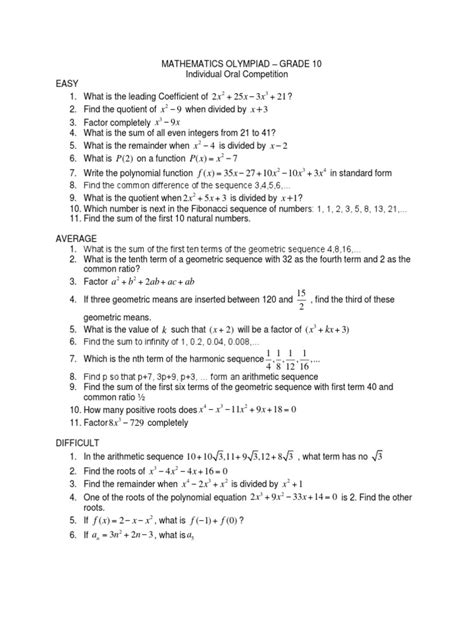 Mathematics Olympiad Pdf Factorization Zero Of A Function