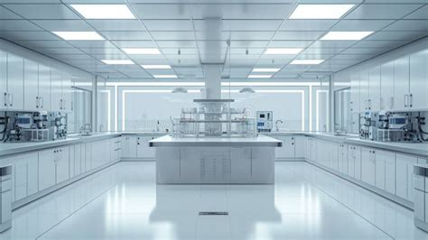 Modern Empty Biological Applied Science Laboratory With Technological Microscopes Glass Test