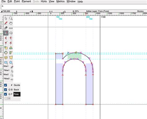 fontforge interface rayitas azules diseño editorial y tipografía