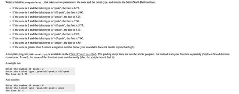 Solved Please Write This In Python As The Program Shown Write A Function Computefare That