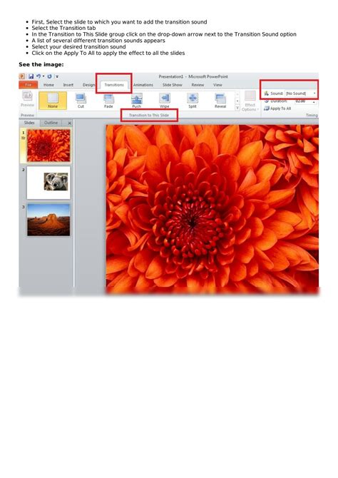 SOLUTION Microsoft Ppt Tutorialhow To Set Slide Transition Sound Studypool