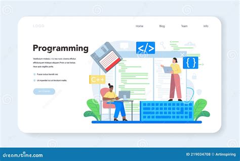 Programmer Web Banner Or Landing Page Idea Of Coding Testing Stock