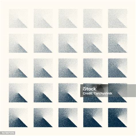 사각형 모양의 점선 개체 빈티지 스티플 요소 점각 점을 사용하여 음영을 그리는 도트워크 하프 톤 붕괴 효과 백색 소음 거친 질감