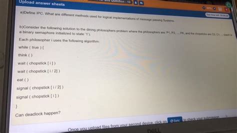 Solved Upload Answer Sheets Question 10 Adefine Ipc What