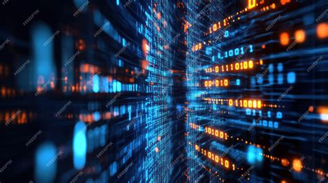 Premium Photo Abstract Digital Landscape With Flowing Binary Code