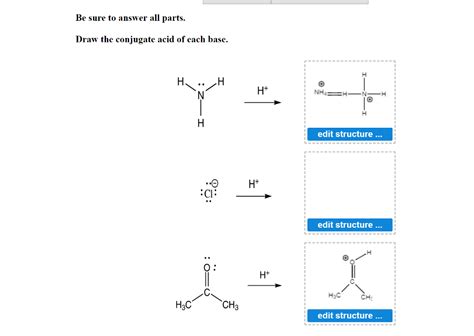 solved be sure to answer all parts draw the conjugate acid