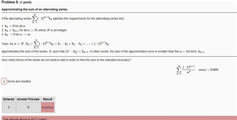 solved problem 8 1 point approximating the sum of an