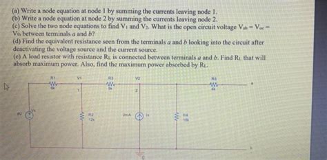 solved a write a node equation at node 1 by summing the