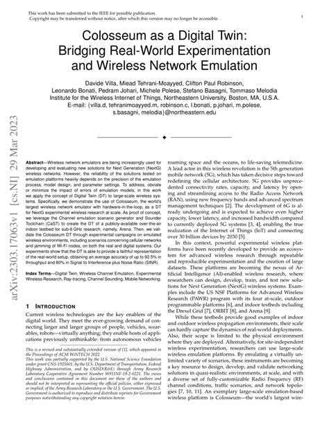 Pdf Colosseum As A Digital Twin Bridging Real World Experimentation