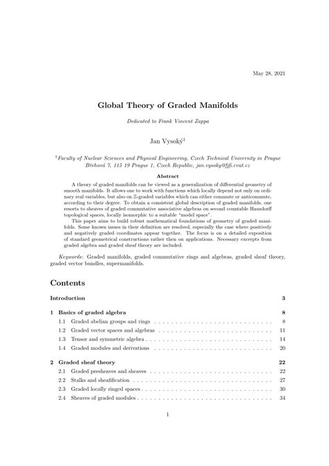 Pdf Global Theory Of Graded Manifolds