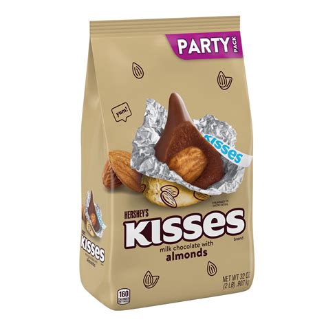 Hersheys Kisses Milk Chocolate With Almonds Candy Party Pack 32 Oz