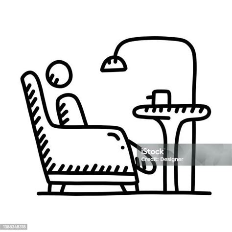 라운지 핸드 그린 아이콘 낙서 스타일 벡터 일러스트레이션 0명에 대한 스톡 벡터 아트 및 기타 이미지 0명 가구 거실