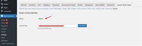 Activating The License Key Of Custom Order Status For Woocommerce