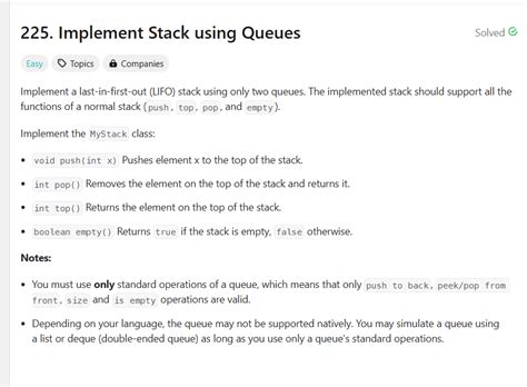 Leetcode 225 Implement Stack Using Queues