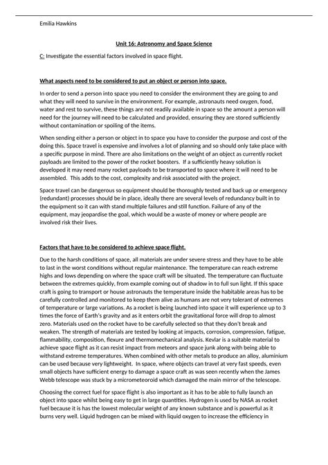 Btec Applied Science Unit 16 Learning Aim C D Unit 16 Astronomy And Space Science