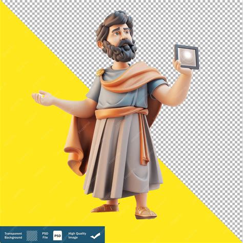 3d 그리스 철학자 홀로그래픽 철학 투명한 배경 Png Psd 프리미엄 Psd 파일