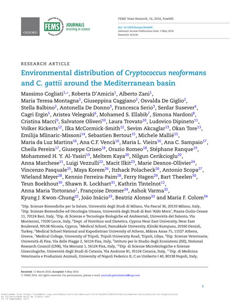 Pdf Environmental Distribution Of Cryptococcus Neoformans And Cryptococcus Gattii Around The