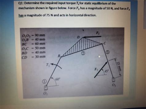 solved q1 determine the required input torque t for static