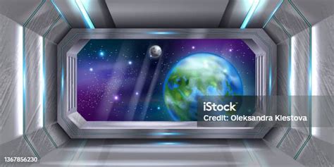 우주선 내부 벡터 우주선 창 보기 셔틀 조종석 은하 배경 지구 행성 우주 왕복선에 대한 스톡 벡터 아트 및 기타 이미지 우주 왕복선 조종석 배경 주제 Istock