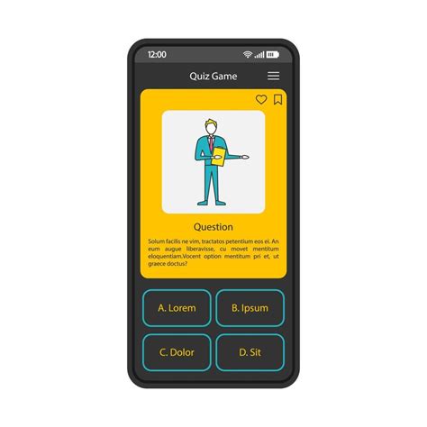 Trivia Quiz Game App Smartphone Interface Vector Template Mobile Page