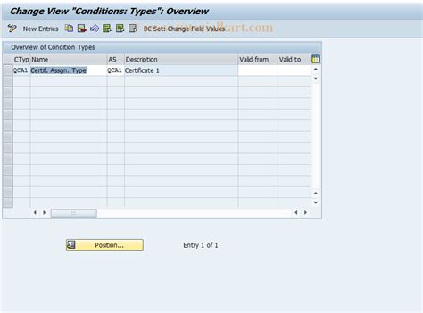 OQZC SAP Tcode Condition Types Certificate Profiles Transaction Code