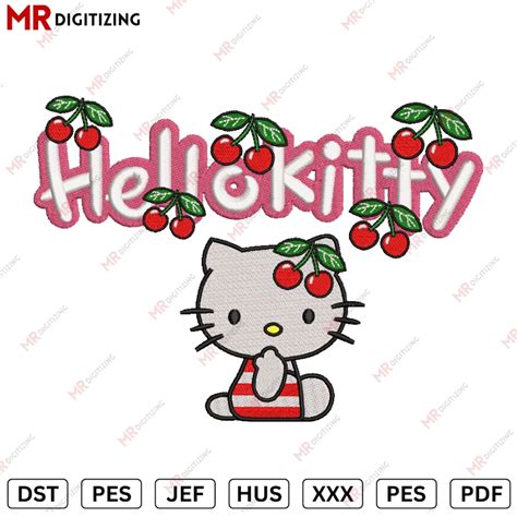 Hello Kitty Cherry Embroidery Design Dstpes