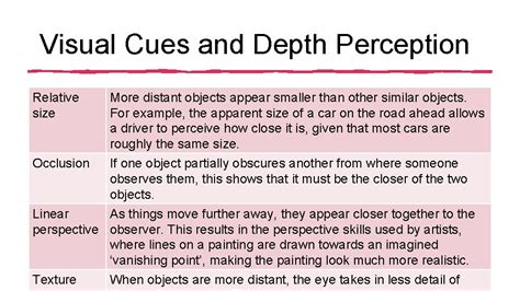 Perception Lesson 2 Visual Cues And Depth Perception