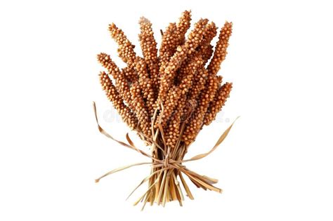 Sorghum Jowari Or Millet Stalks Tied Together In Bundle On A White
