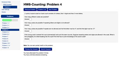 solved homework sets hw8 counting problem 4 user settings