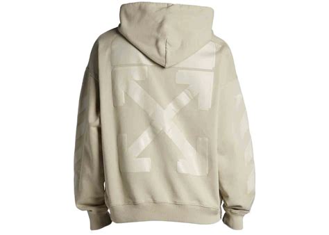 Off White Arrow Logo Cotton Hoodie Abbey Stone Mens Us