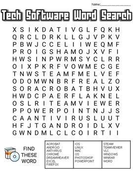 Tech Software Word Search 3 Difficulties