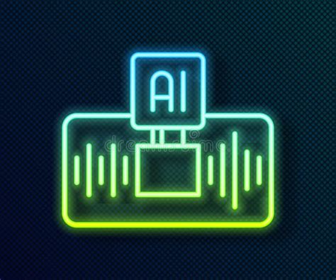 Glowing Neon Line Artificial Intelligence AI Icon Isolated On Black Background Machine Learning