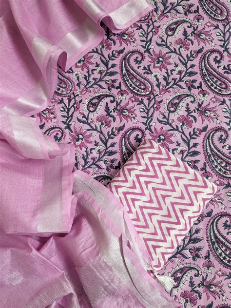 Rosy Pink Jaal Hand Block Printed Suit Rangsaa Jaipur