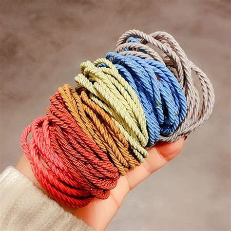 캔디 색상 탄성 헤어 밴드 45cm 50 개 고무 밴드 머리띠 스 크런치 포니 테일 홀더 여성 패션 헤어 액세서리여성 헤어