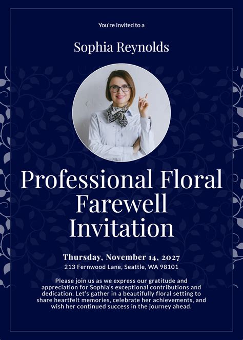 Free Professional Floral Farewell Invitation Template To Edit Online