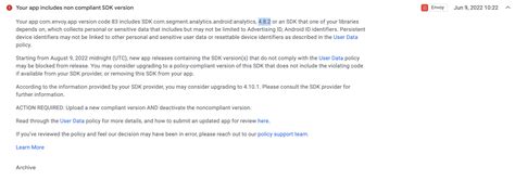 Play Console Segment Non Compliant SDK Version Issue 24