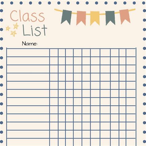 Teacher Template Class List Etsy