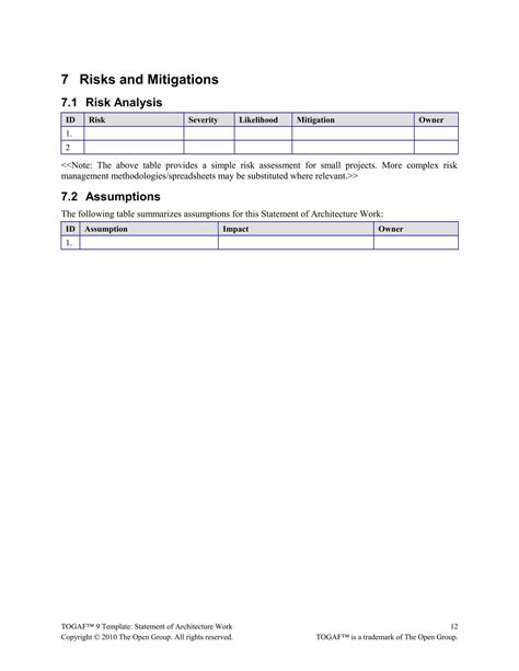 Togaf 9 Template Statement Of Architecture Work Doc