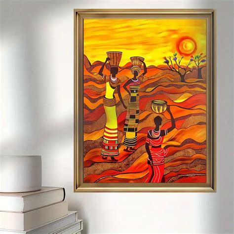아프리카 여성들의 화려한 캔버스 아트 프린트 거실 침실 사무실 카페용 액자 없는 벽 장식 완벽한 선물 아이디 Temu