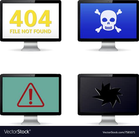 Technical Failure Message On Computer Screens Vector Image