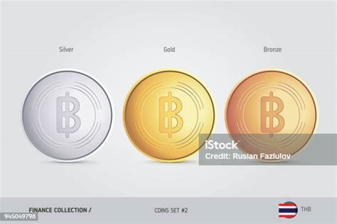 골든 실버 청동 동전입니다 현실적인 금속 태국 바트 동전 세트 배경에 고립 된 개체입니다 웹사이트 웹 디자인 모바일 애플 리 케이 션 인포 그래픽에 대 한 금융 개념 0명에