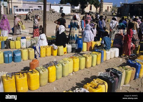 Eritreans Queue For Water In The Poor Village Of Elabored In The