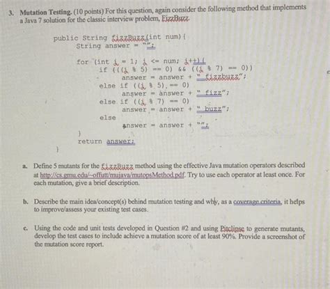 Solved Mutation Testing 10 Points For This Question